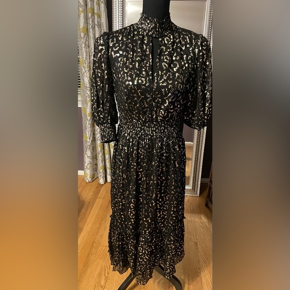 Ina | Dresses | Ina Black And Gold Halter Midi Dress Size M | Poshmark